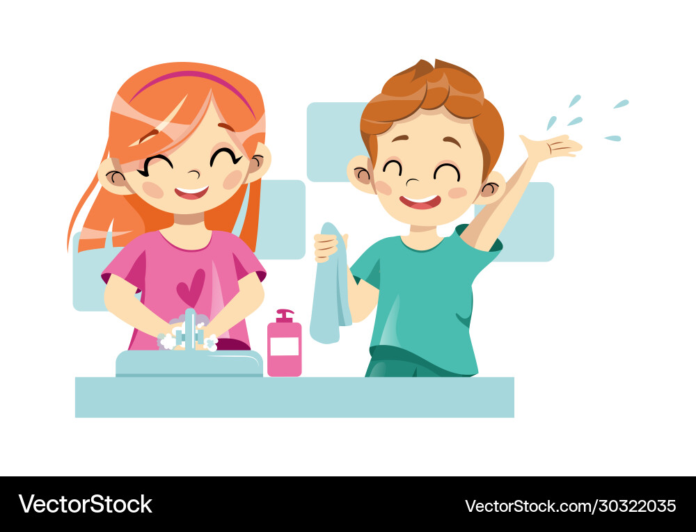 Concept personal hygiene rules happy cheerful Vector Image