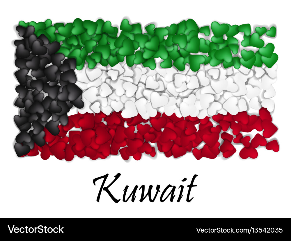 Flag love kuwait heart glossy Royalty Free Vector Image