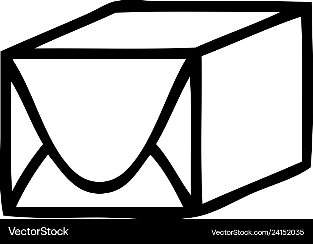 Line drawing cartoon paper parcel Royalty Free Vector Image