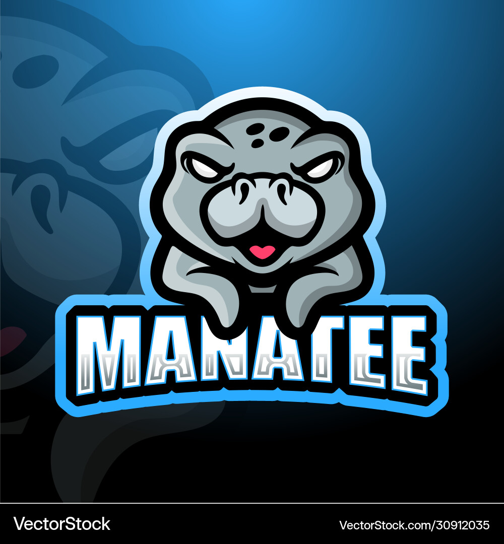 Manatee mascot esport logo design Royalty Free Vector Image