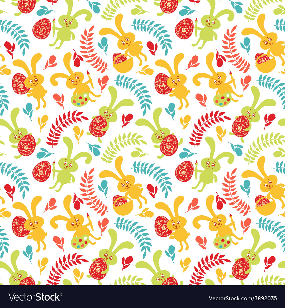 Seamless pattern easter bunnies Royalty Free Vector Image