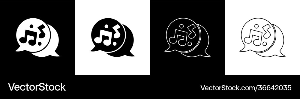 Set music note tone icon isolated on black Vector Image