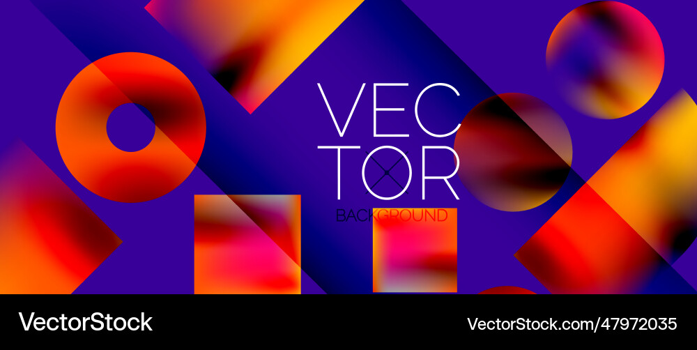 Squares and circles design fluid color gradients Vector Image
