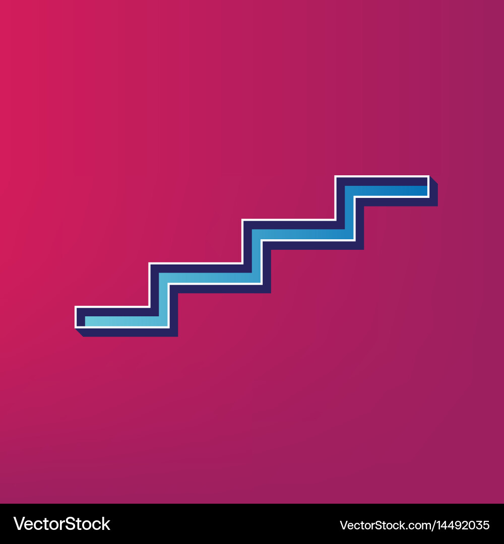 Stair up sign blue 3d printed icon Royalty Free Vector Image