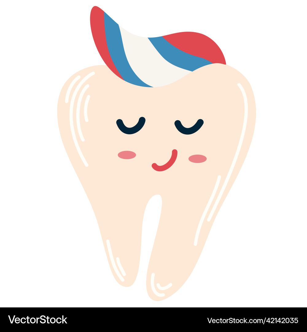 Tooth with paste clean happy cartoon dental Vector Image