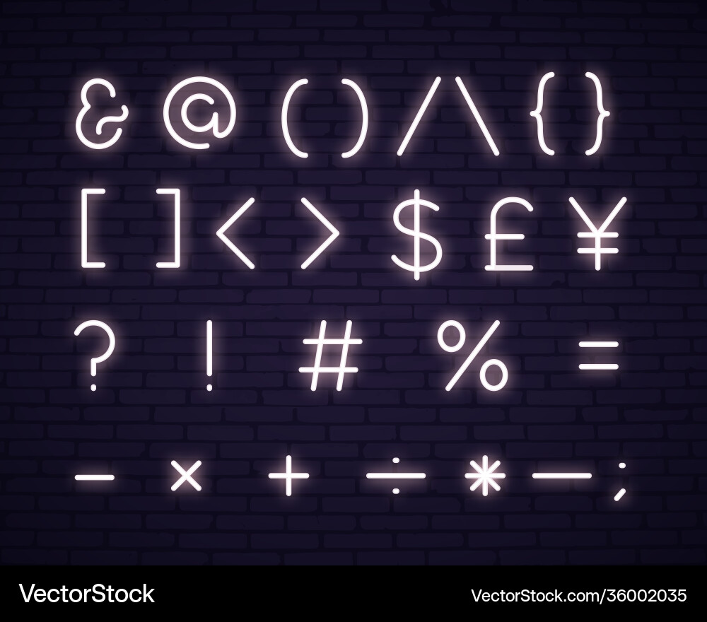 White text symbols neon sign Royalty Free Vector Image