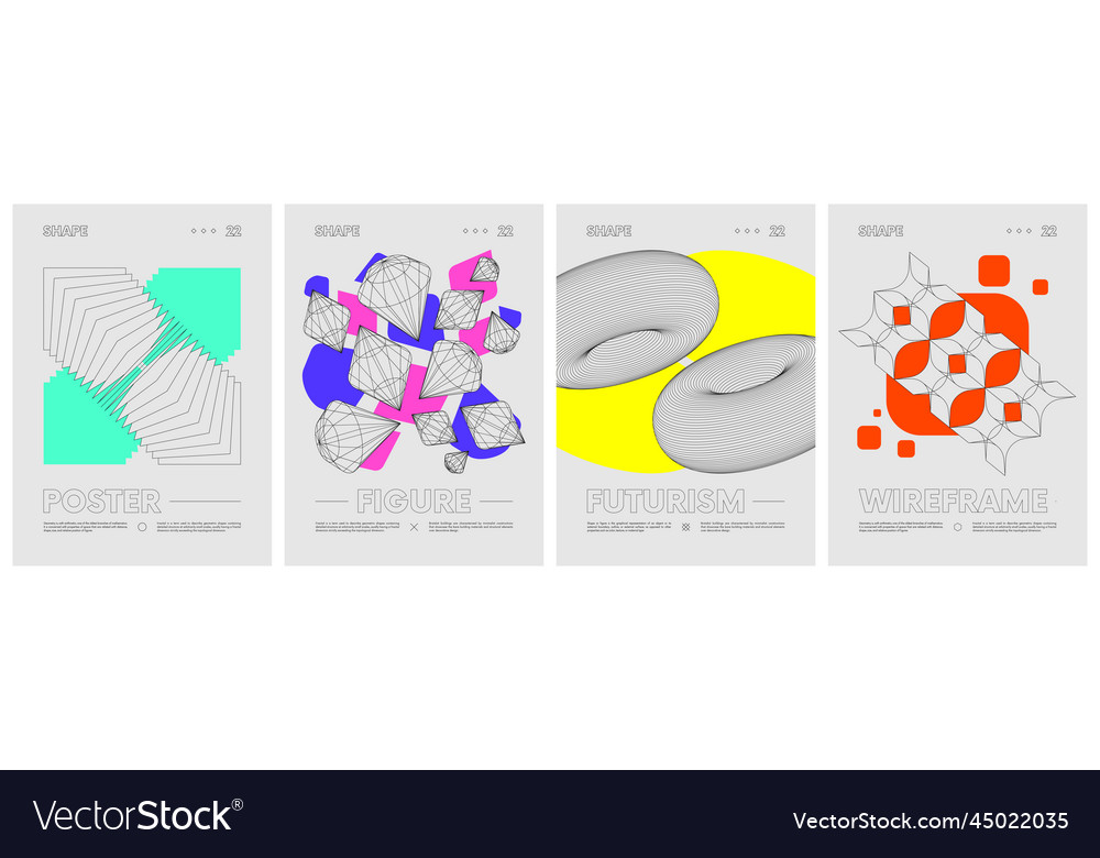 Wireframes strange geometrical shapes and colored Vector Image