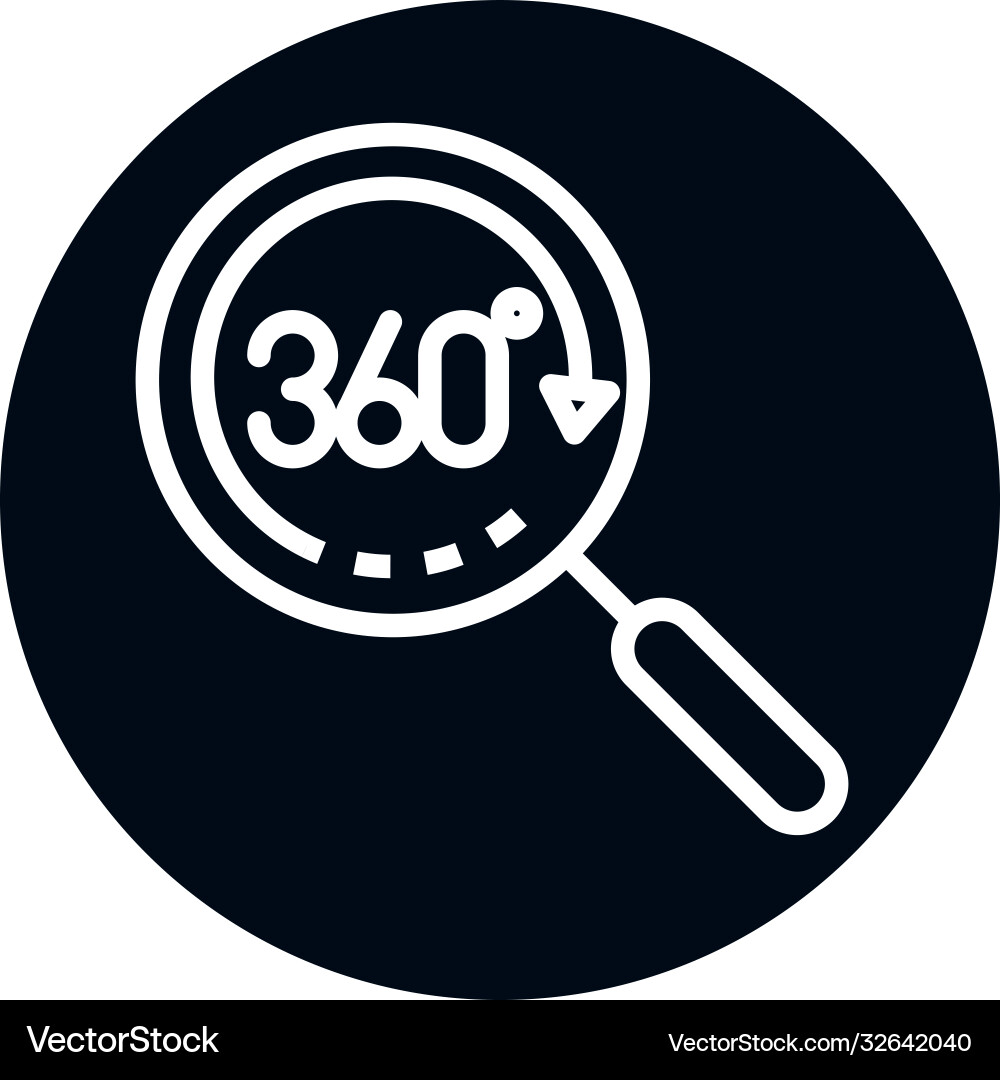 360 degree view virtual tour magnifier block Vector Image