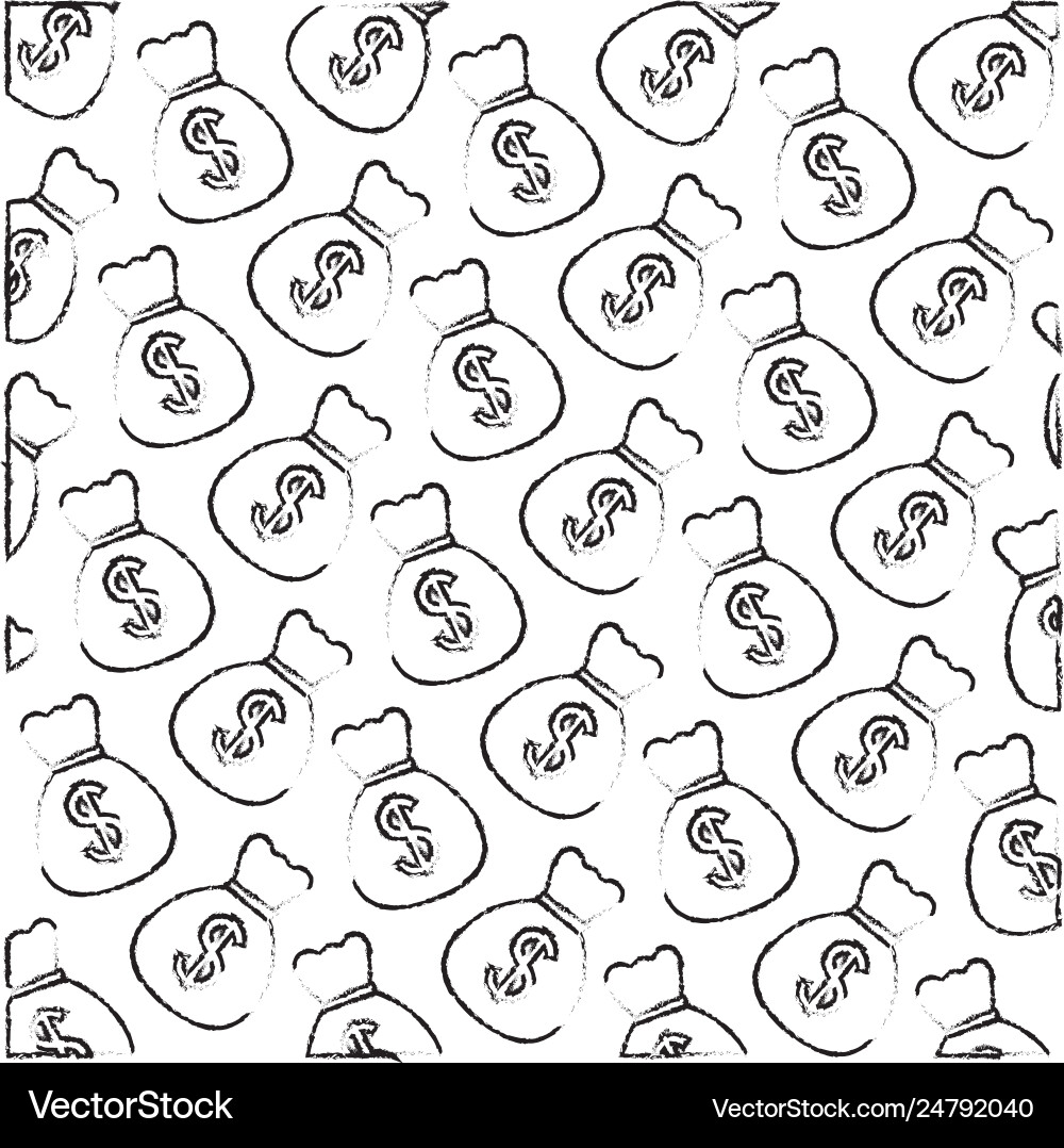 Bag money dollar currency bank pattern Royalty Free Vector