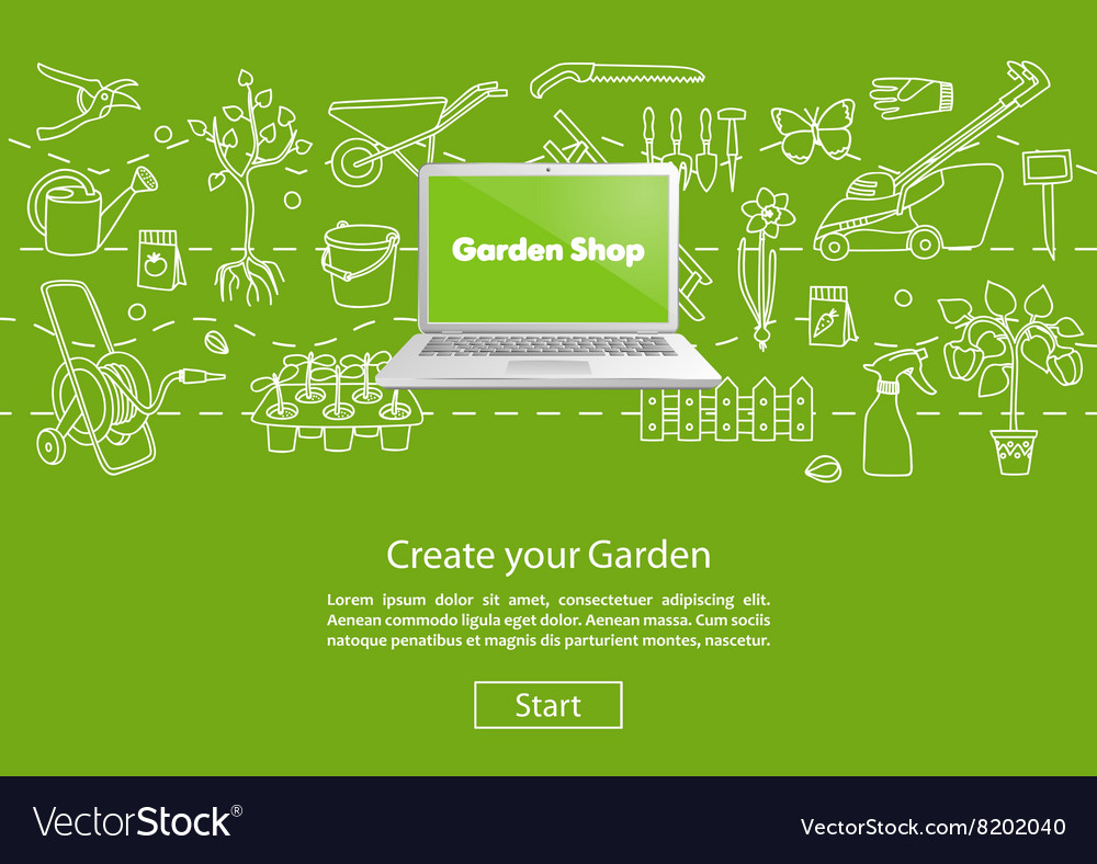 Create your garden green website template Vector Image