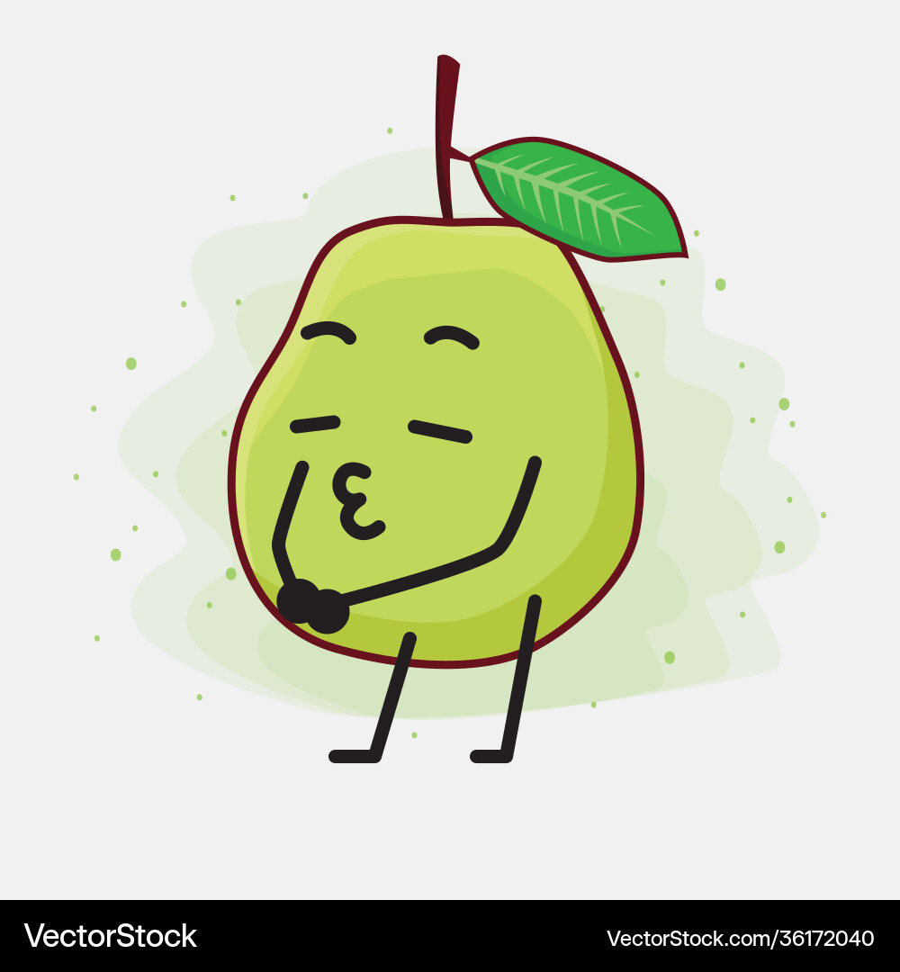 Cute green guava fruit mascot character Royalty Free Vector