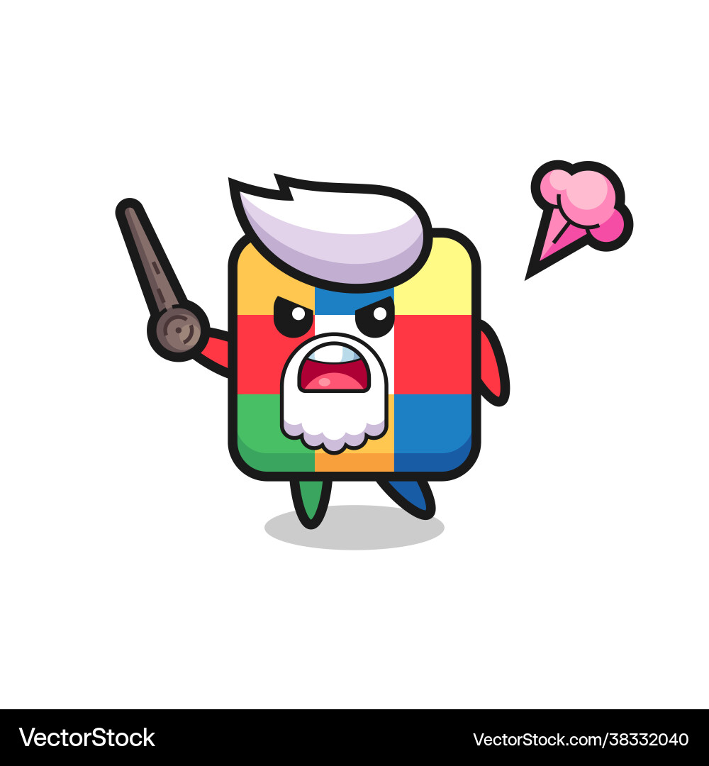 Cute rubik cube grandpa is getting angry Vector Image