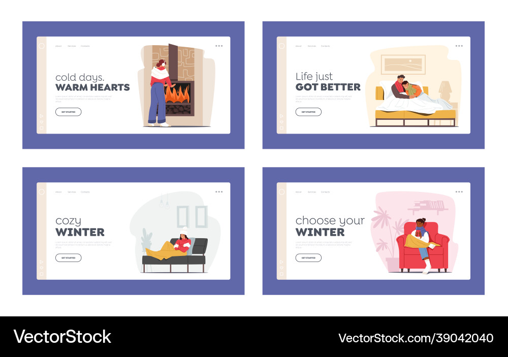 Freezing characters suffer of cold temperature Vector Image