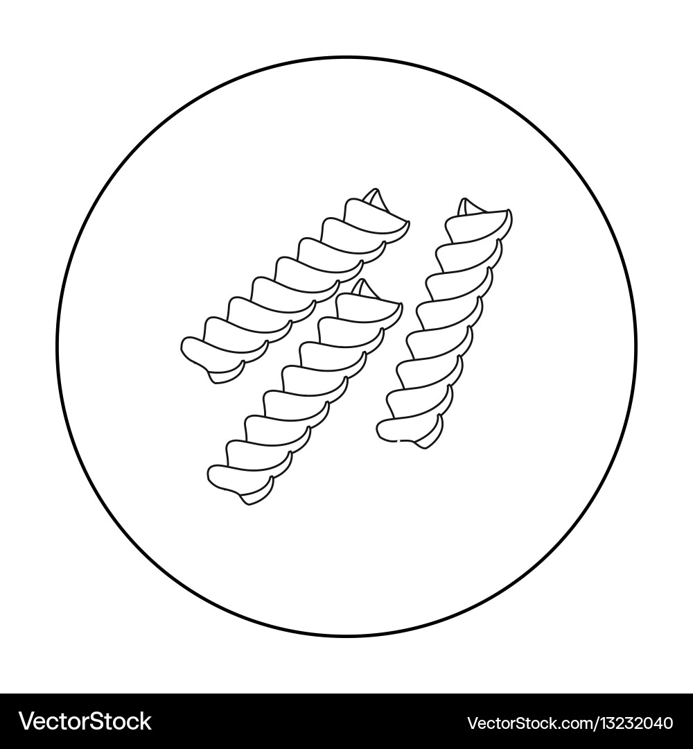 Fusilli icon pasta in outline style isolated Vector Image