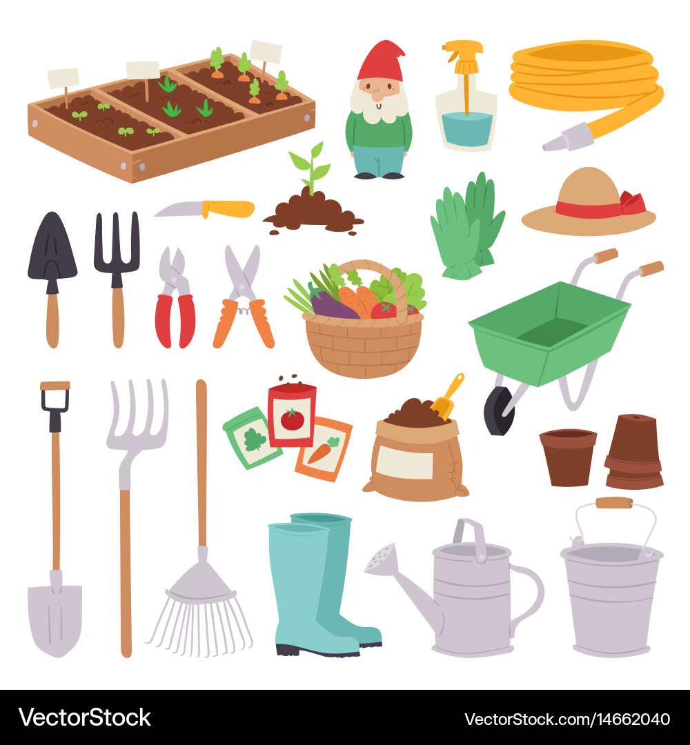 Gardening icon set agriculture design spring Vector Image