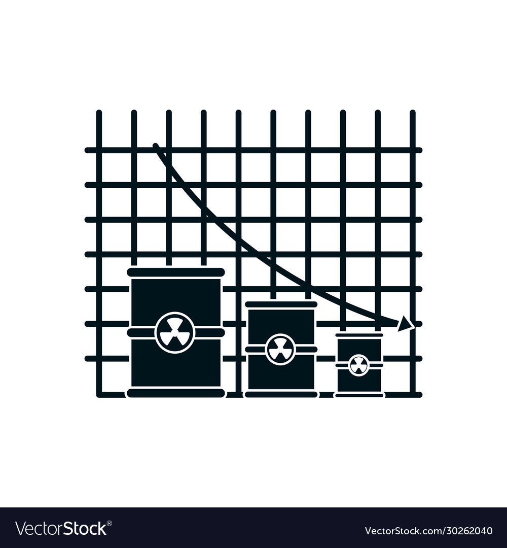 Graphic chart with nuclear barrels and decrease Vector Image