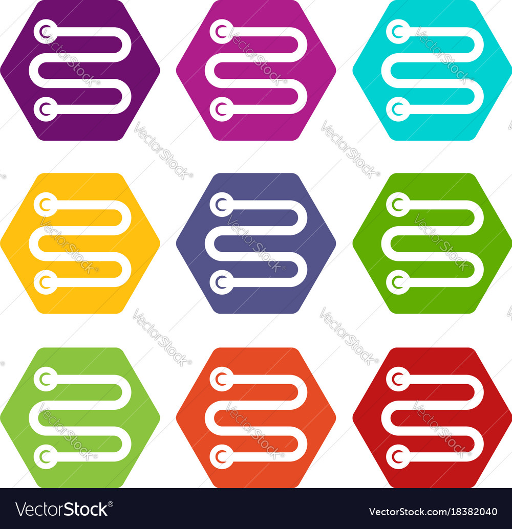 Heated towel rail icon set color hexahedron Vector Image