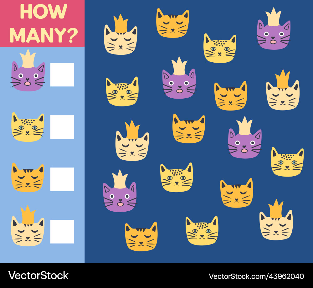 How many cat game for children printable worksheet