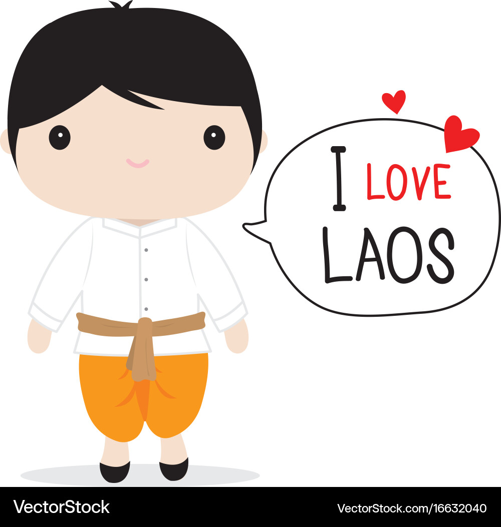 Laos men national dress cartoon Royalty Free Vector Image