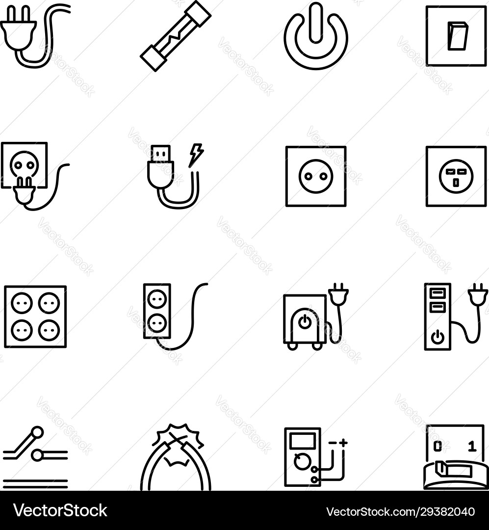 Line icon set related to electrical equipment Vector Image