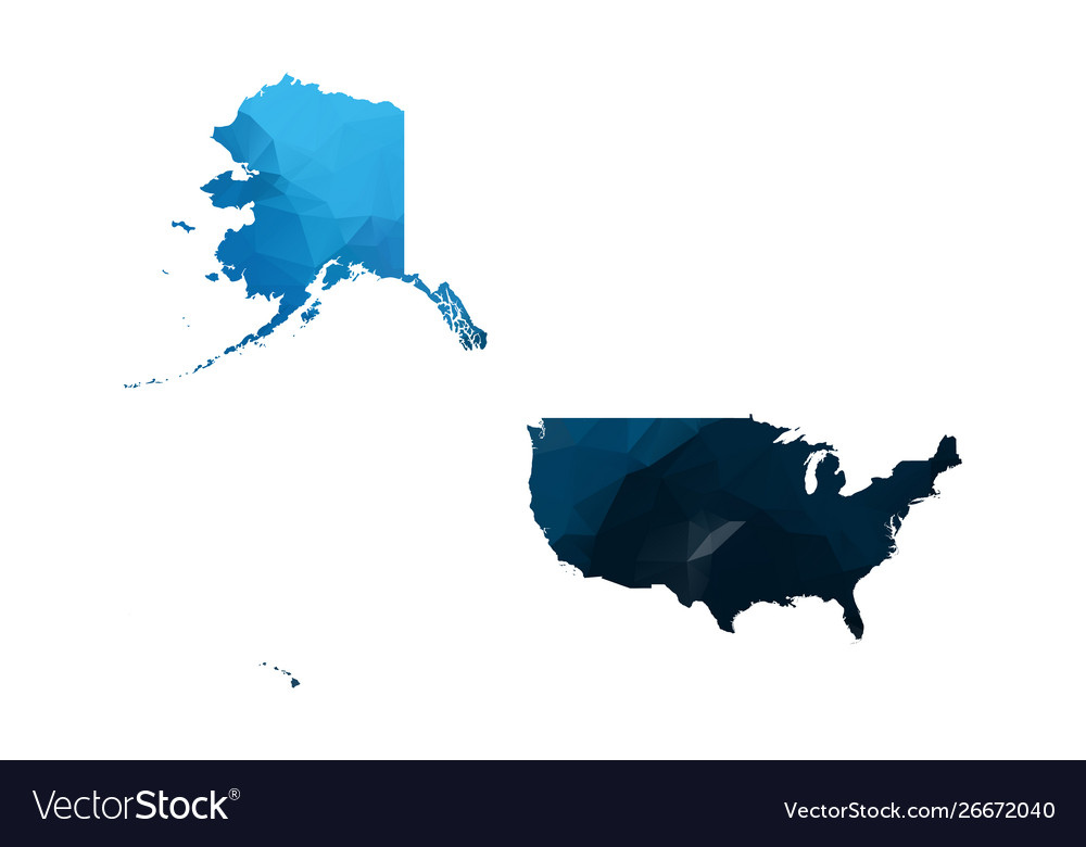 Map - blue geometric rumpled triangular low poly Vector Image