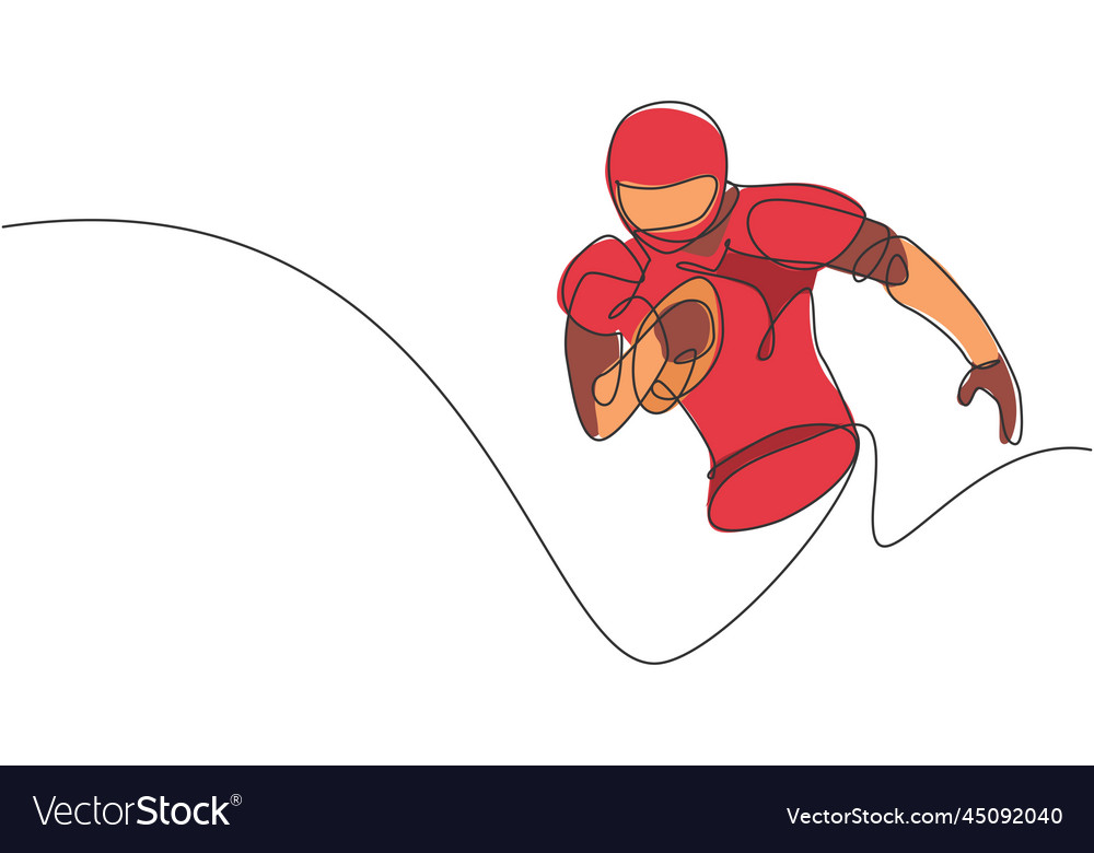 One single line drawing of young energetic man Vector Image