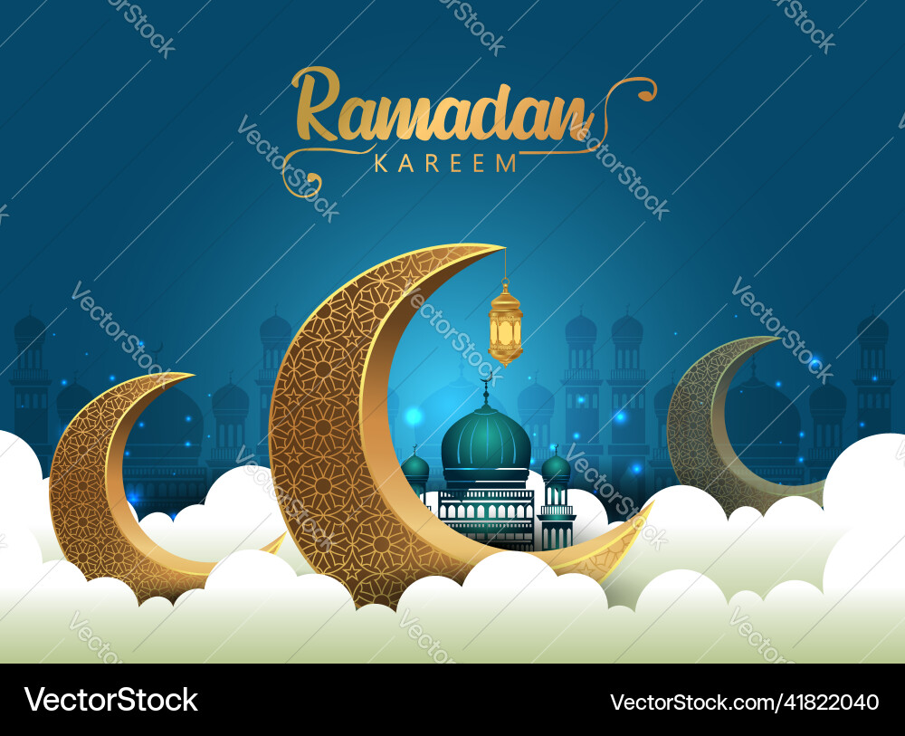 Ramadan kareem design islamic half crescent moon Vector Image