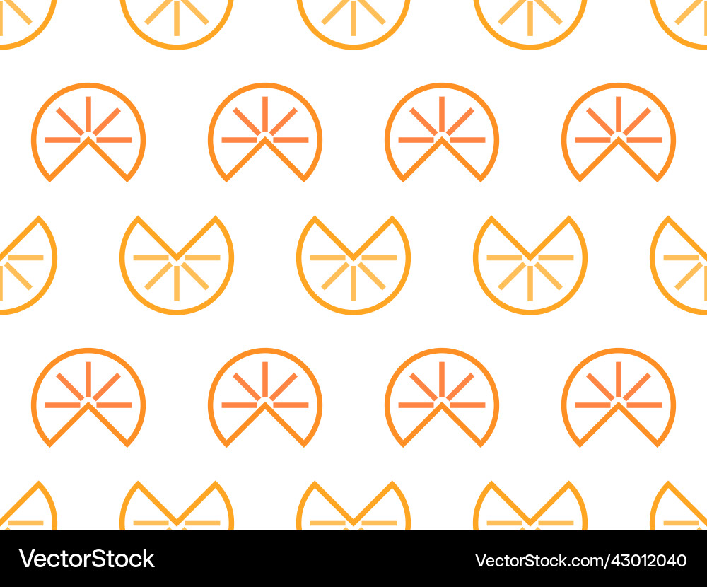 Seamless pattern with orange slices in a line art Vector Image