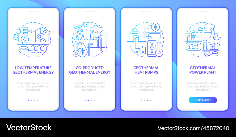 Types of geothermal energy blue gradient Vector Image