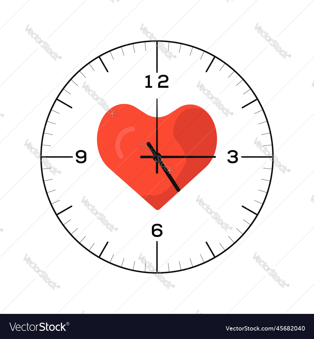 Valentine day love clock gift wall clock analog Vector Image