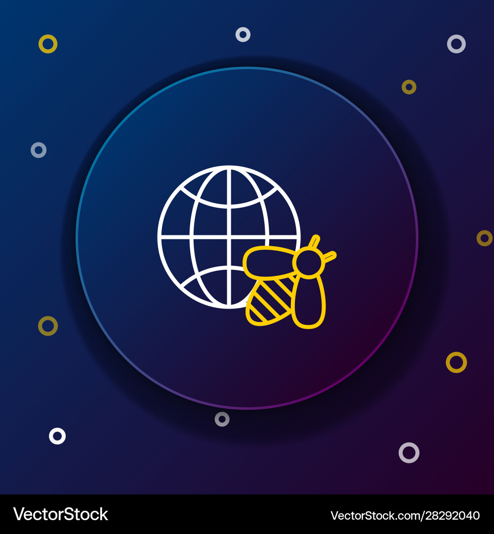 White and yellow line honeycomb map world Vector Image