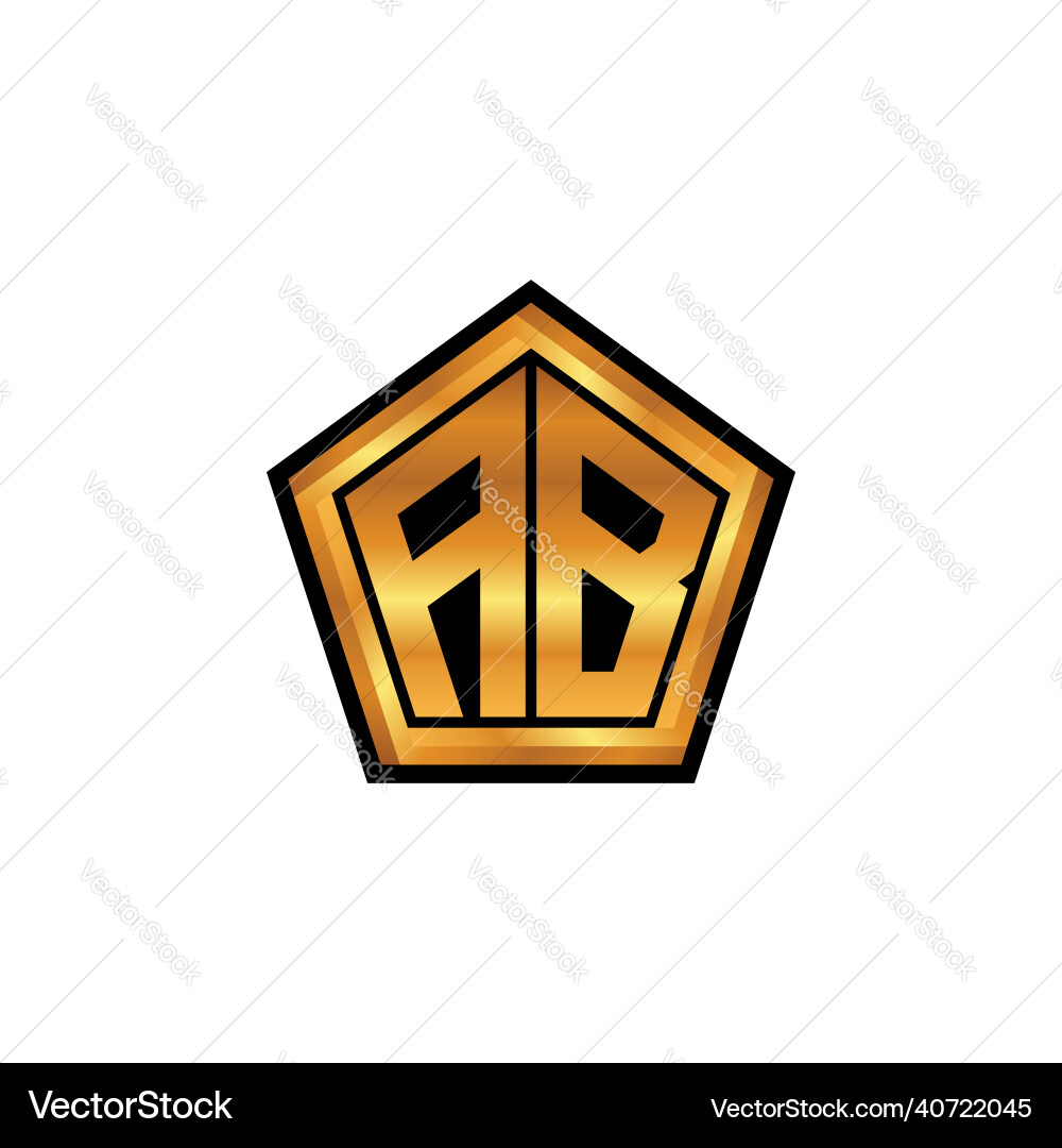 Ab logo letter geometric golden style Royalty Free Vector