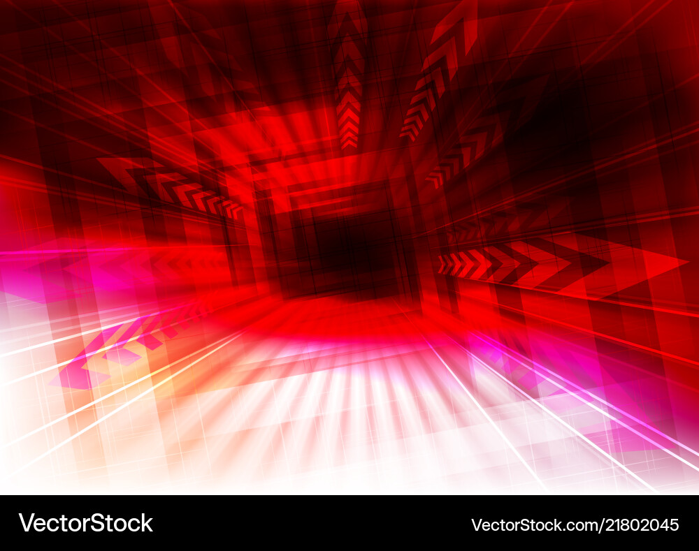Bright red background with rays of light arrows Vector Image