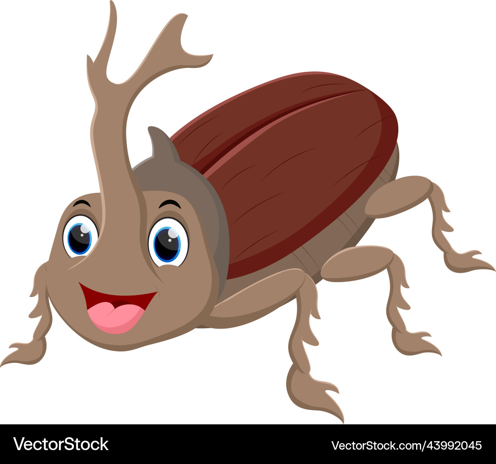 Cute beetle cartoon isolated on white background Vector Image