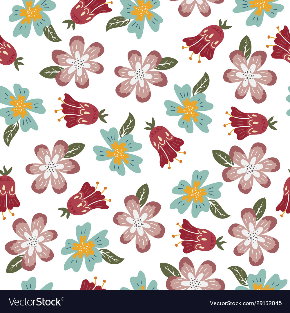 Flower seamless pattern with creative buds Vector Image