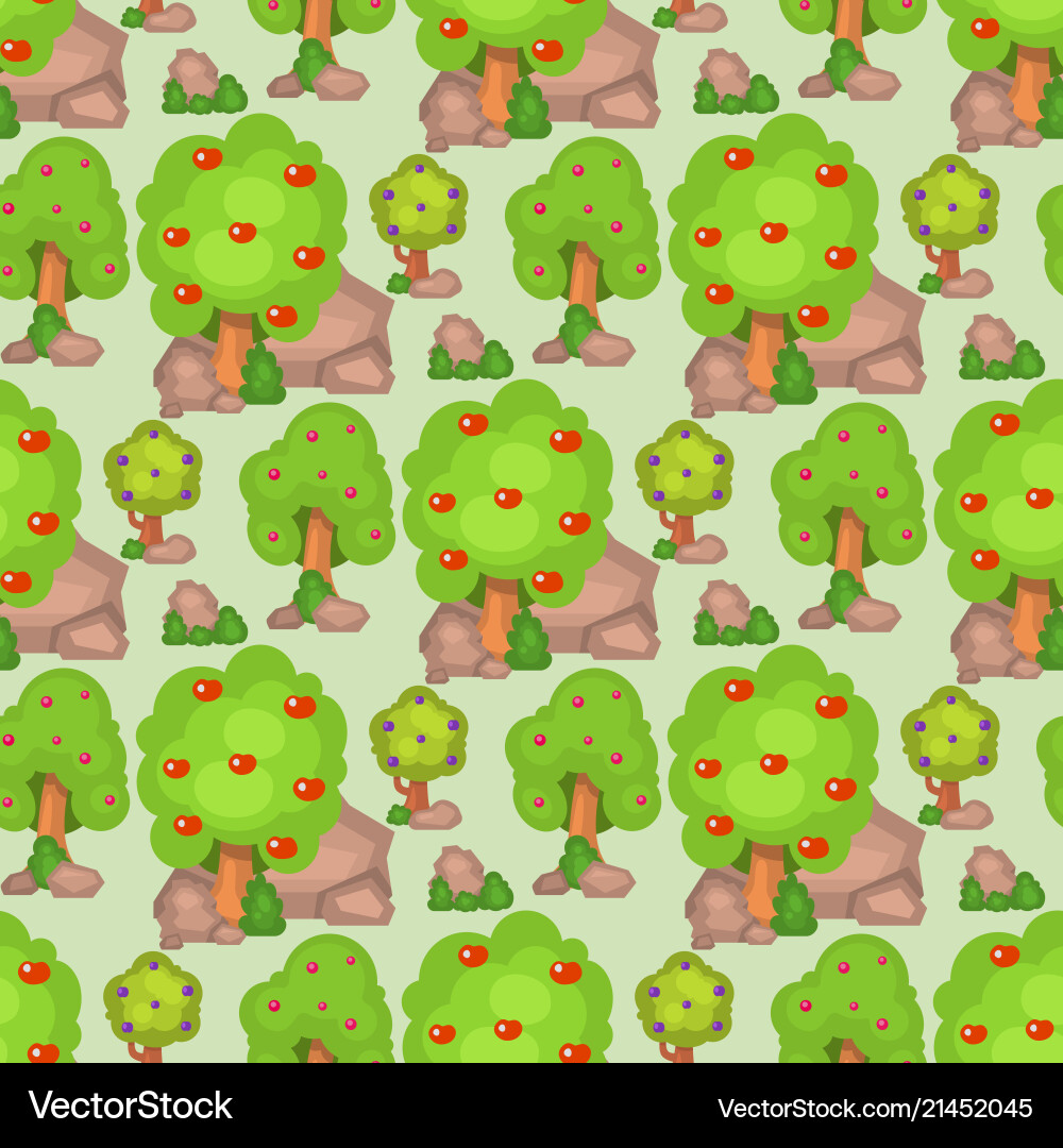 Garden trees flowers grass game park Royalty Free Vector