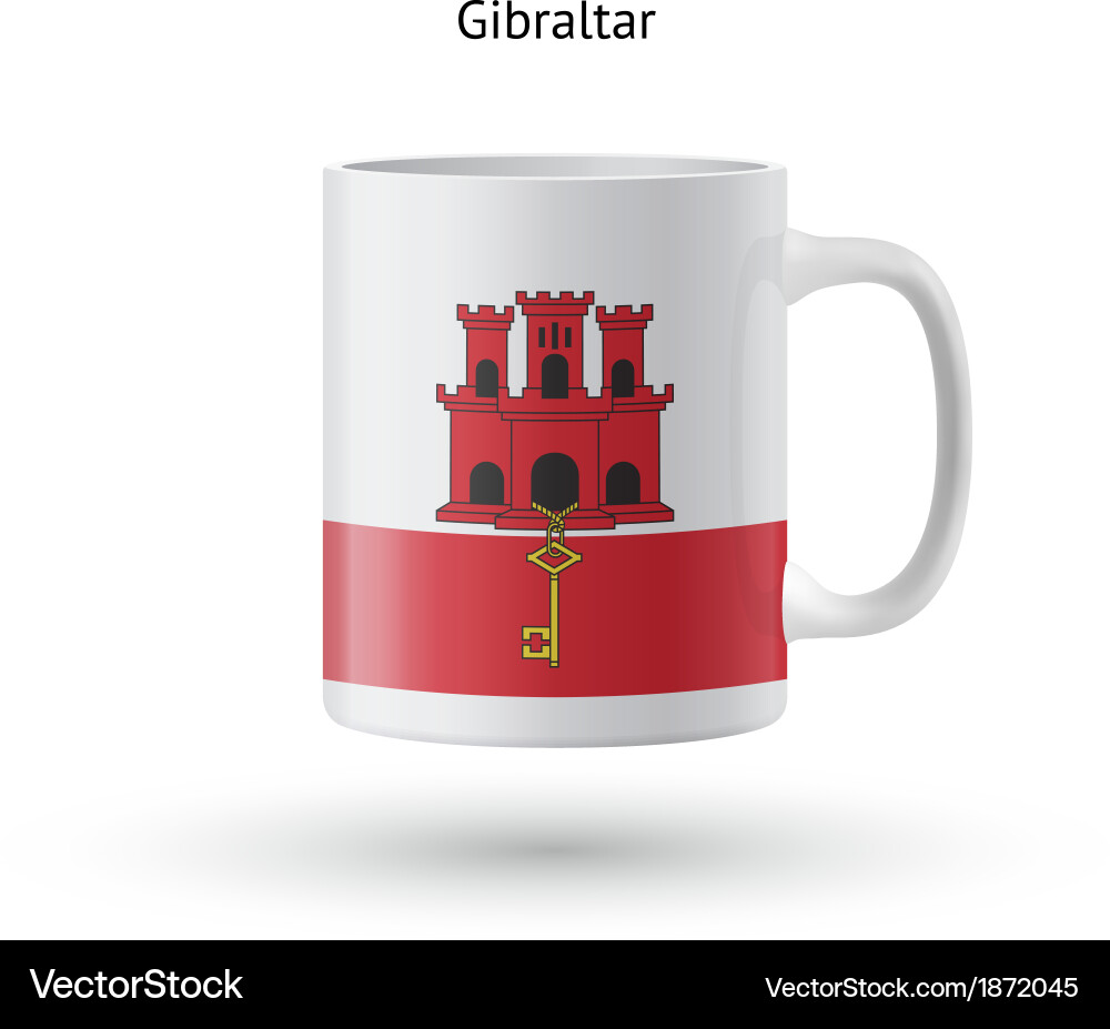 Gibraltar flag souvenir mug on white background Vector Image