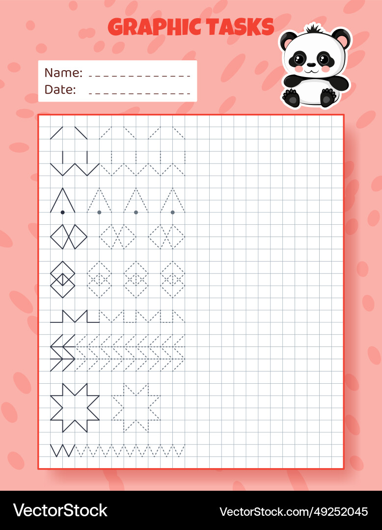 Graphic tasks by cells educational game for kids Vector Image
