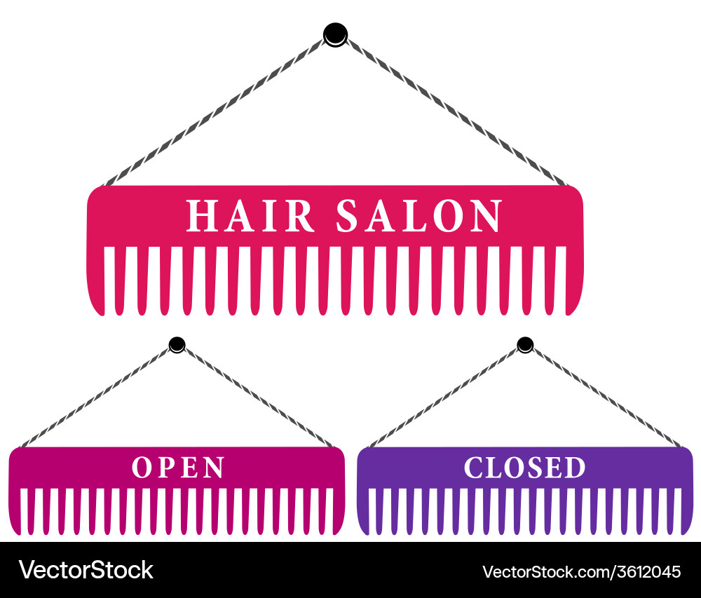 Hair salon sign with comb Royalty Free Vector Image