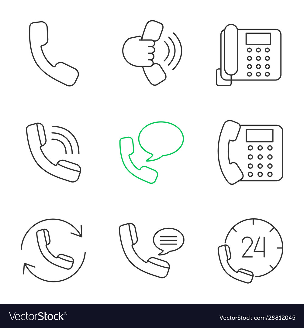 Phone communication linear icons set Royalty Free Vector