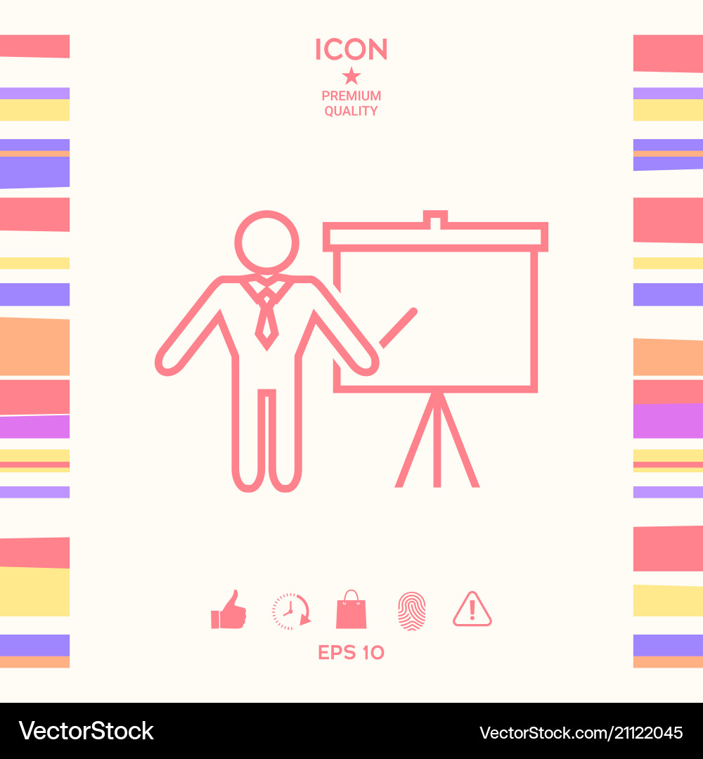 Presentation sign - line icon man standing Vector Image