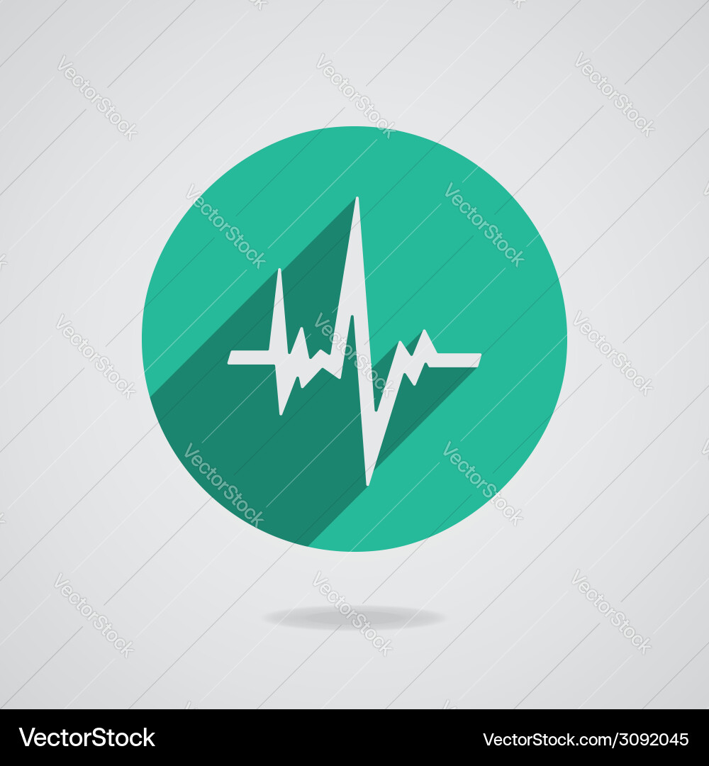 Pulse heart rate white icon in flat style Vector Image