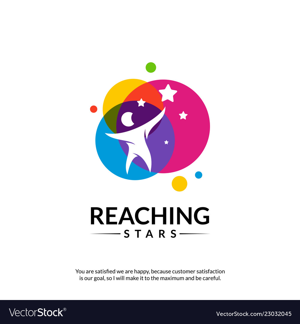 Reaching stars logo design template dream star Vector Image