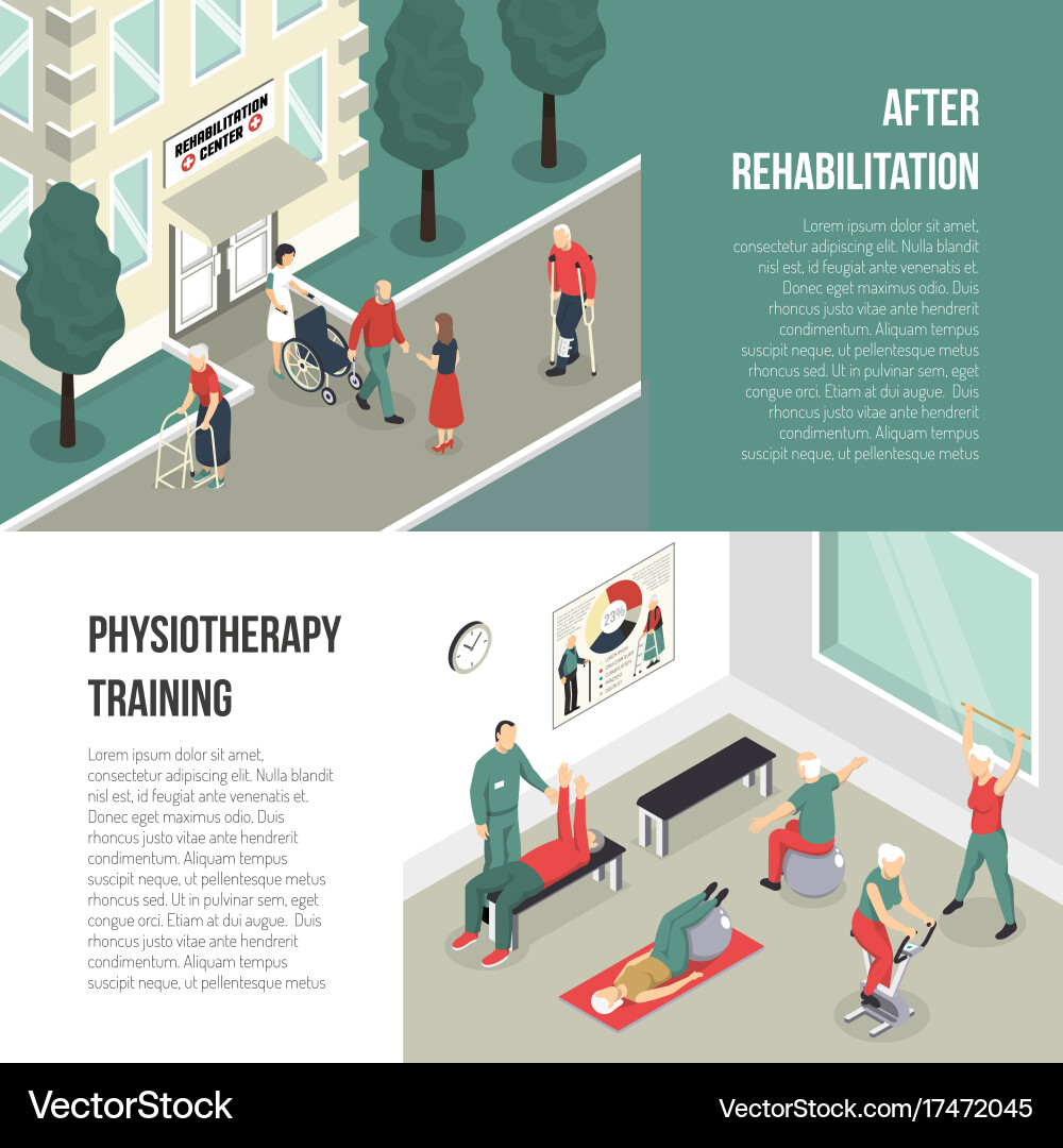 Rehabilitation and physiotherapy training banners Vector Image