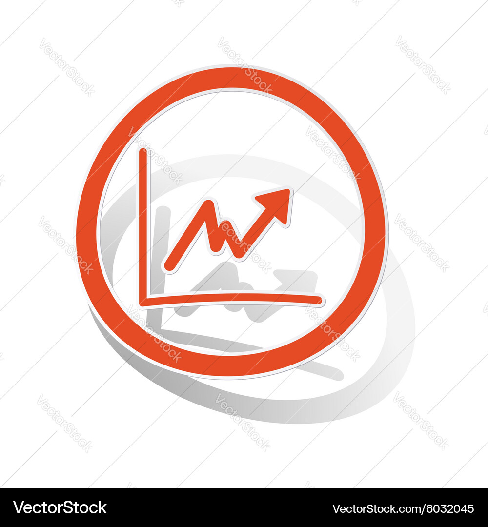 Rising graphic sign sticker orange Royalty Free Vector Image