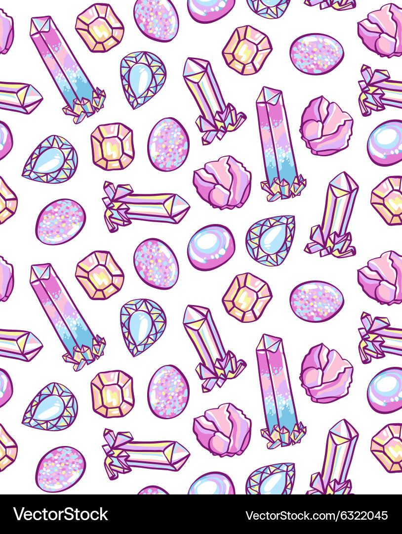 Seamless pattern of hand drawn precious stones Vector Image