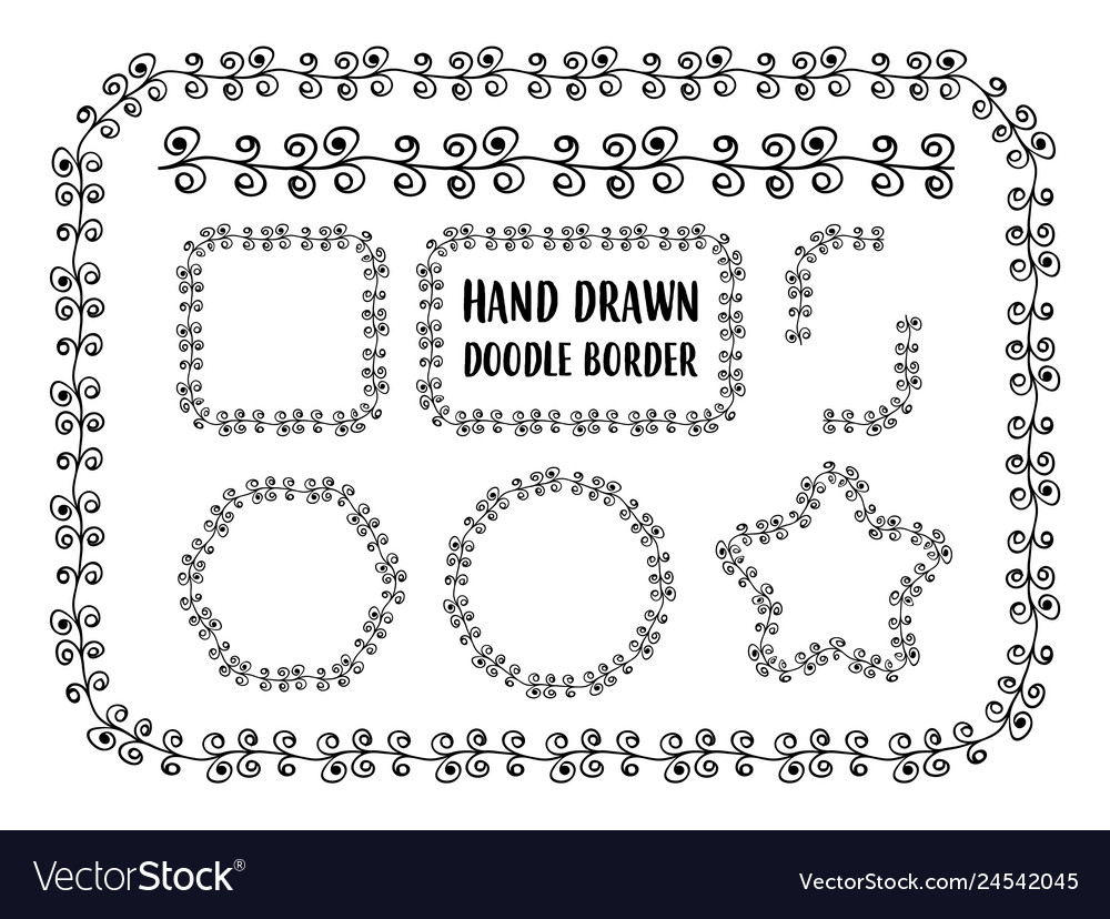 Set of hand drawn doodle border Royalty Free Vector Image