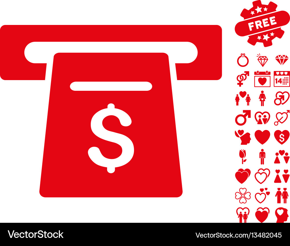 Ticket terminal icon with valentine bonus Vector Image