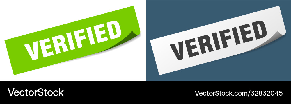 Verified paper peeler sign set sticker Royalty Free Vector