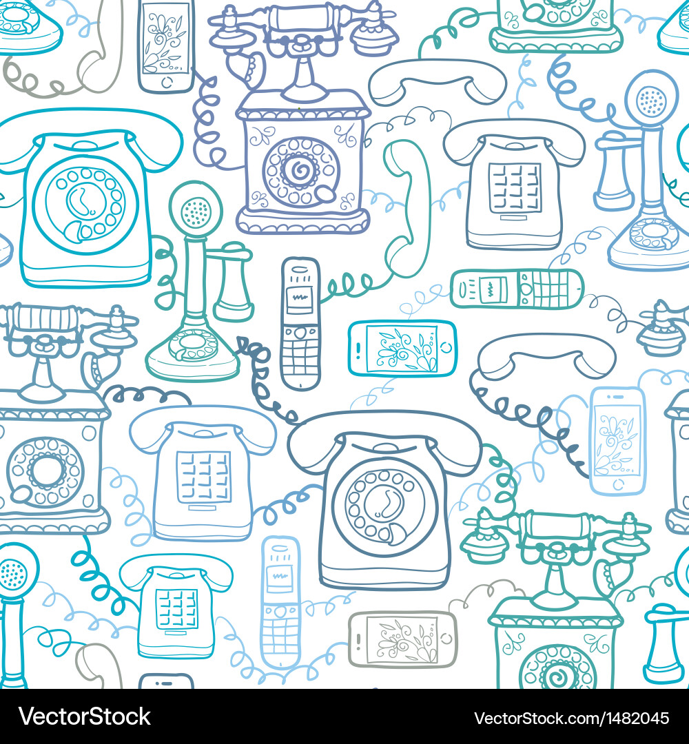 Vintage and modern telephones seamless pattern Vector Image